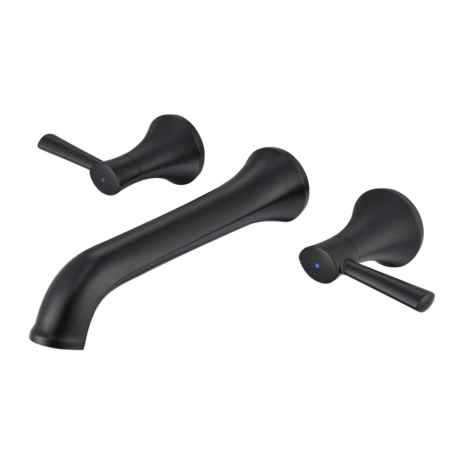 Wowkk Wall Mount Tub Filler Brass Tub Faucet Black Bathroom Bathtub ...