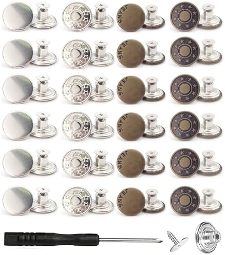 Amazon.com: Wennuo 8 Sets Adjustable Buttons for Jeans, 17mm No Sew ...
