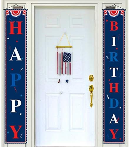 Amazon.com: Red Blue Glitter Happy Birthday Banner, 4th of July Happy ...