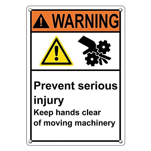 Weatherproof Plastic Vertical ANSI Warning Prevent Serious Injury Keep ...
