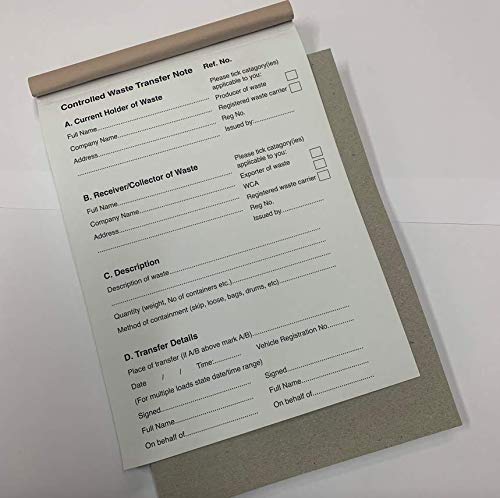 Controlled waste transfer note Pad A5 - Ideal for Trade - duplicate NCR ...