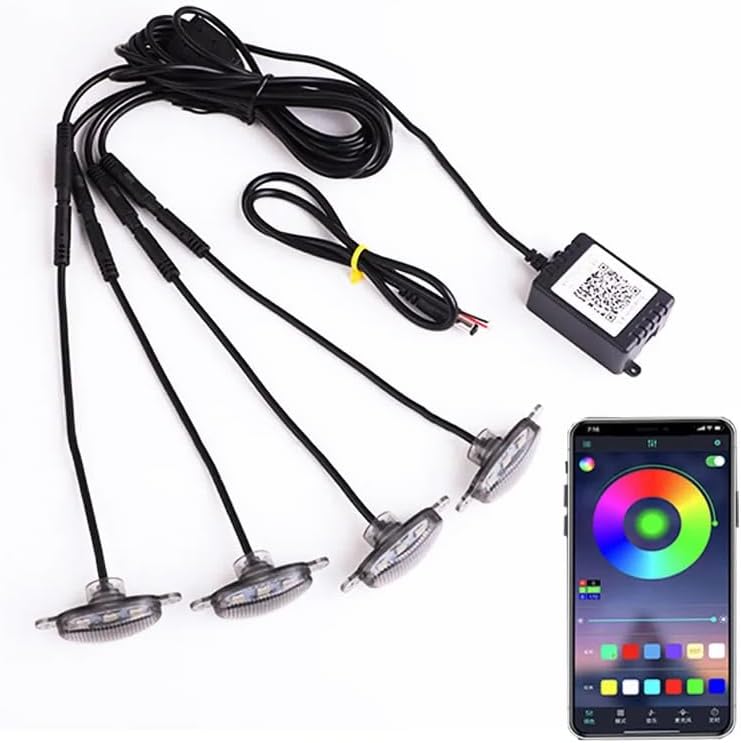 E-GENERIX® Set of 4 RGB Car Front Grille LED Light with APP Control ...