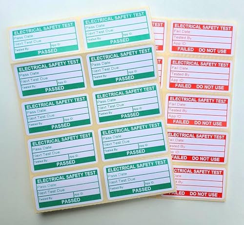 PAT Testing Stickers. 600 Pass / 60 Fail. Portable Appliance Test ...