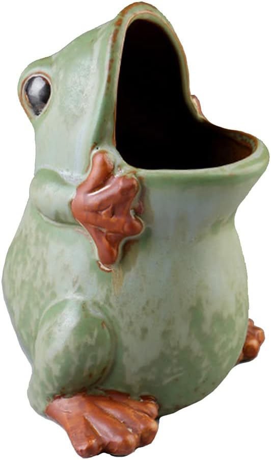 Amazon.com : 123Arts Ceramic Frog Shape Planter Retro Succulent Flower ...