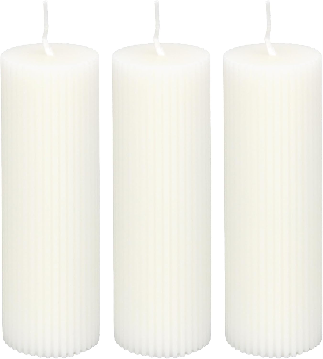 Amazon.com: 3 Pcs Ribbed Pillar Candles - 2x6'' Ribbed Candles Soy Wax ...