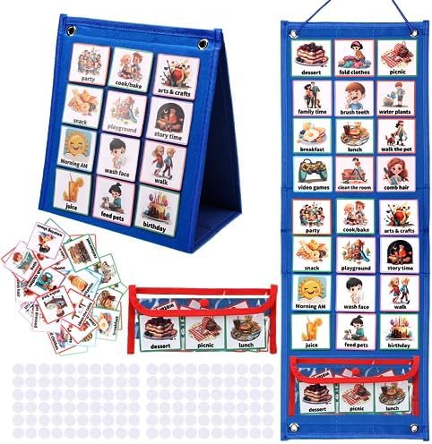 Visual Timetable Children Daily Routine Chart, with 96 pcs Cards and ...