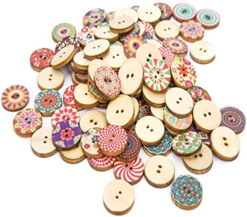 Amazon.com: 100 Assorted Wood Buttons for Crafts - Retro and Vintage ...