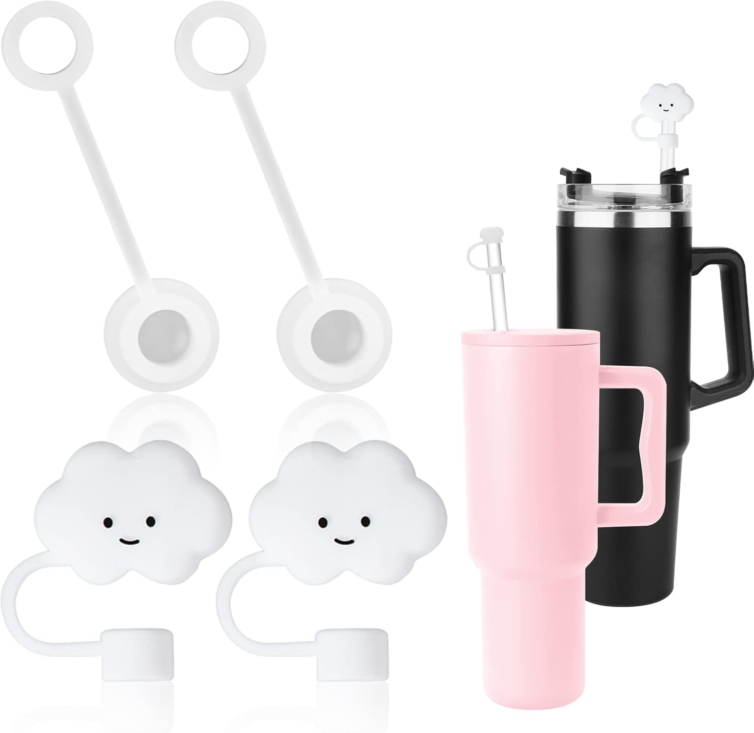 Amazon.com: 4pcs Cloud Straw Tip Covers, Silicone Anti-Leaking Straw ...