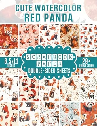 Amazon.com: Cute Watercolor Red Panda Scrapbook Paper: Adorable Red ...