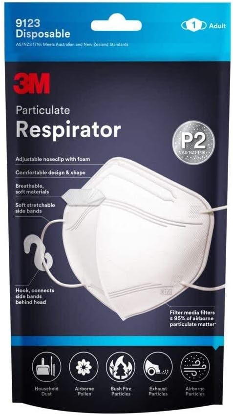 3M P2 Face Mask Particulate Vertical Flat Fold Disposable Respirator 5 ...