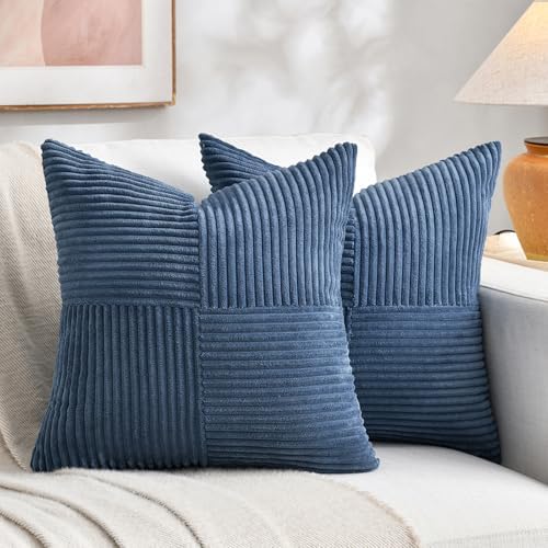 Amazon.com: Fancy Homi 2 Packs Dusty Blue Decorative Throw Pillow Covers 18x18 Inch for Living ...