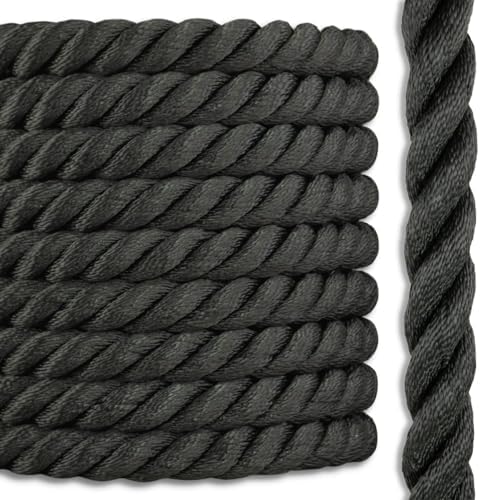Black Polyester Rope | 3 Strand Twisted | 100% Polyester | 3/4 in. x 50 ...