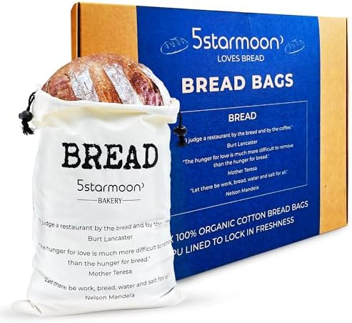 Amazon.com: Extra Large New Living Organic Linen Cotton Bread Bags ...