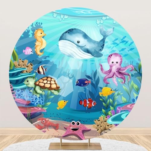 Amazon.com : AOFOTO 6.5x6.5ft Under The Sea Round Backdrop Cover Ocean ...