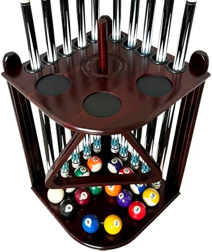 Amazon.com: GACCO BILLIARDS Corner Pool Cue Holder Rack Hold 10 Cue ...