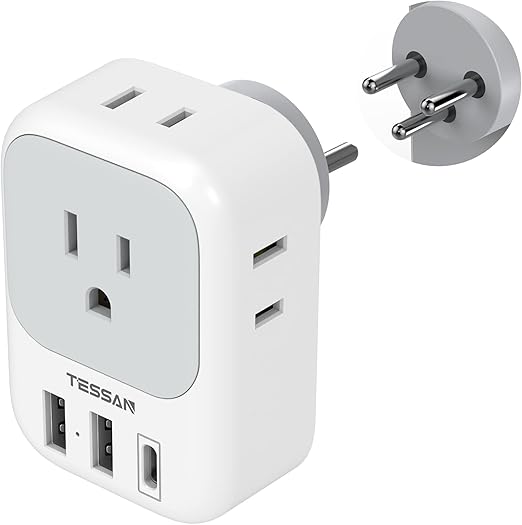 Amazon.com: TESSAN Israel Power Adapter, US to Israel Plug Adapter with ...