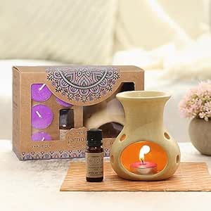 Amogha Ceramic Fragrance Vaporizer with 4 Tealights and 10Ml Vaporizer ...