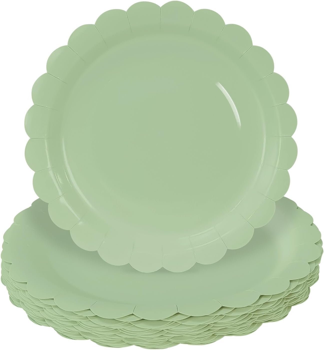 Amazon.com: zjdbset 48 Pcs Sage Green Paper Plates Disposable Gradient ...