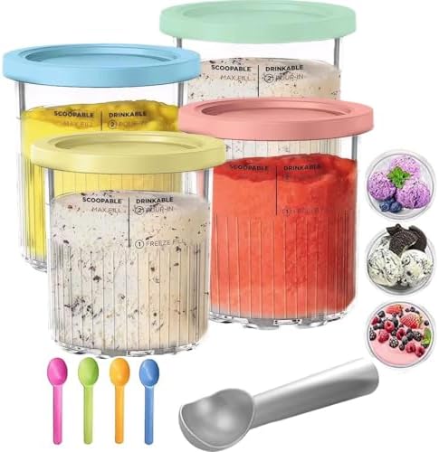Amazon.com: 24OZ Containers Replacement for Ninja Creami Deluxe pints 4 ...