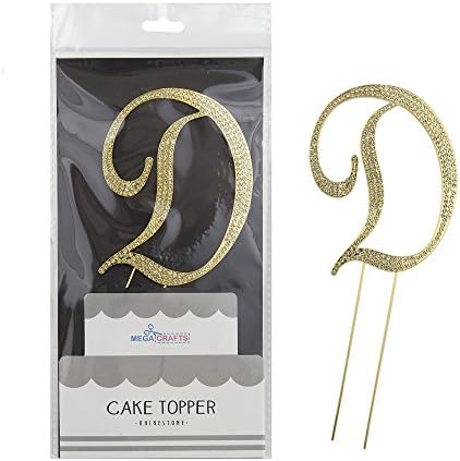 Amazon.com: Mega Crafts Sparkly Gold Rhinestone Letter D Cake Topper ...