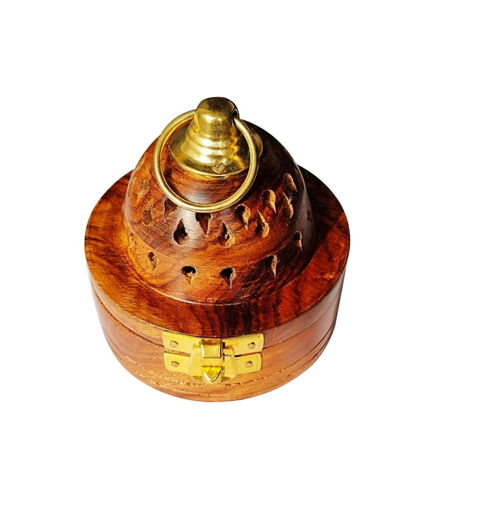 SATMPD Hanging Wooden Sambrani Dhoop Dhup Cup Cone Batti Stand, Incense ...