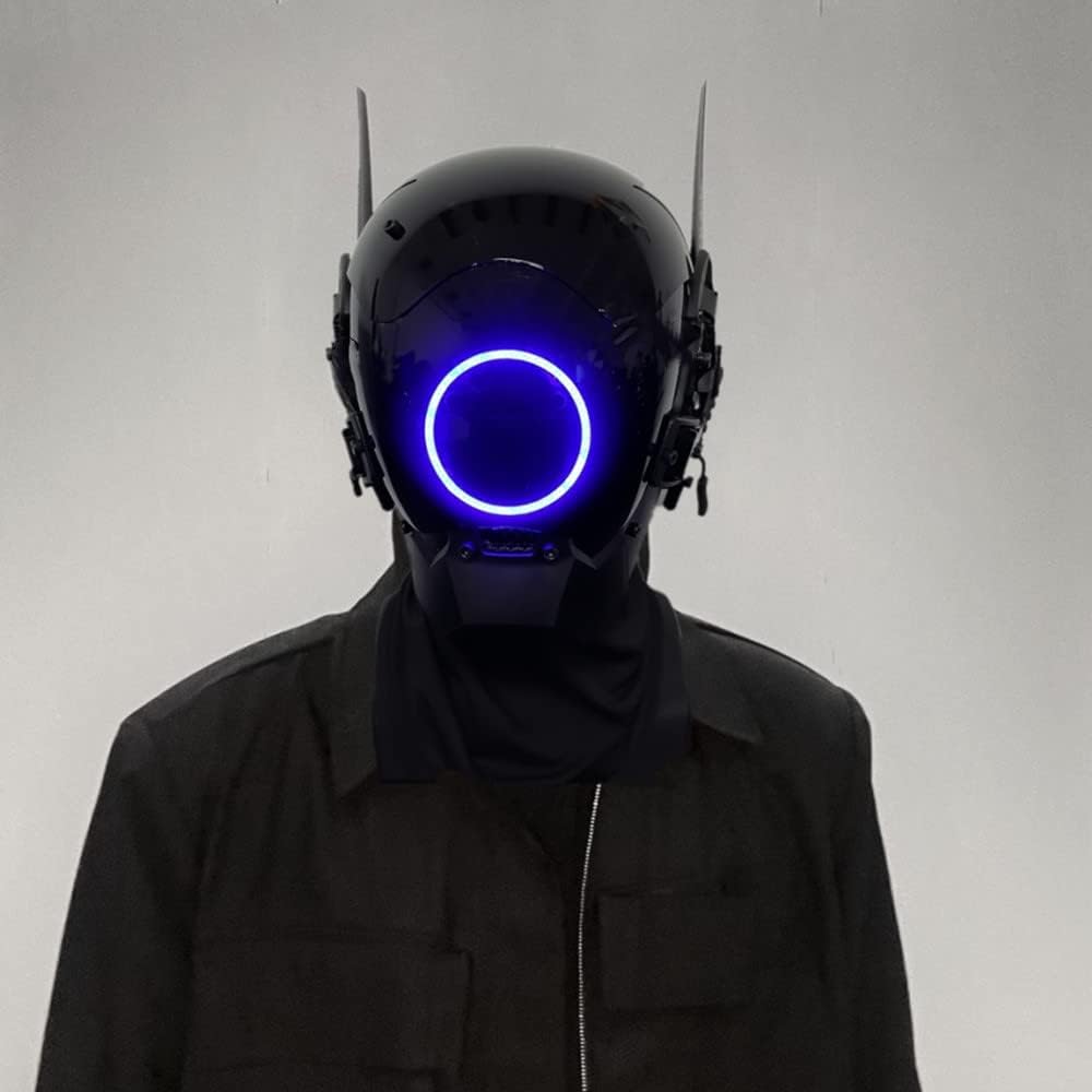 Amazon.com: LIGUOGUO Light up Punk Mask Black Futuristic Punk Techwear ...