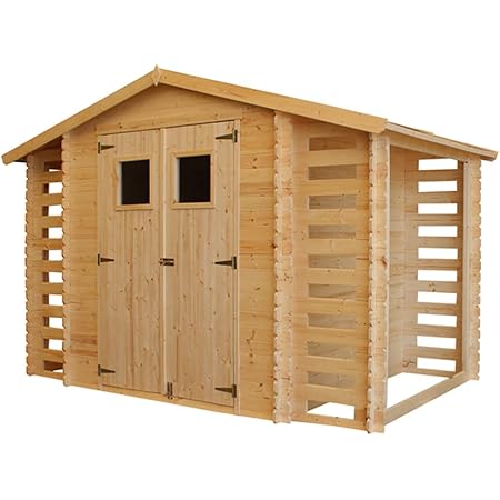 Abri de Jardin en Bois et Range bûches extérieur avec Sol TRAITÉ ...