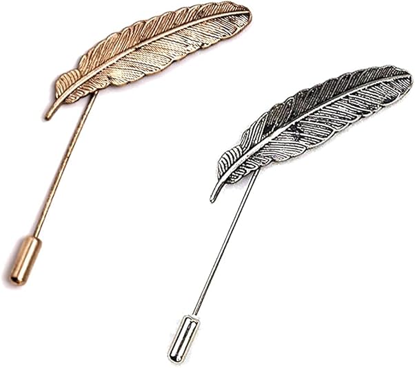 Amazon.com: AngelShop Men Metal Brooch Pin Vintage Feather Leaf Lapel ...
