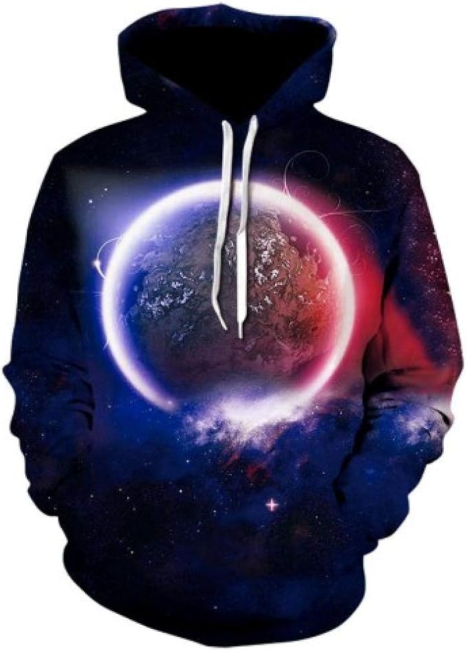 Milky Way Series 3D Space Hooded Sweatshirts Blue Galaxy Male ...
