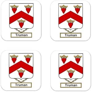 Amazon.com: Truman Family Crest Square Coasters Coat of Arms Coasters ...