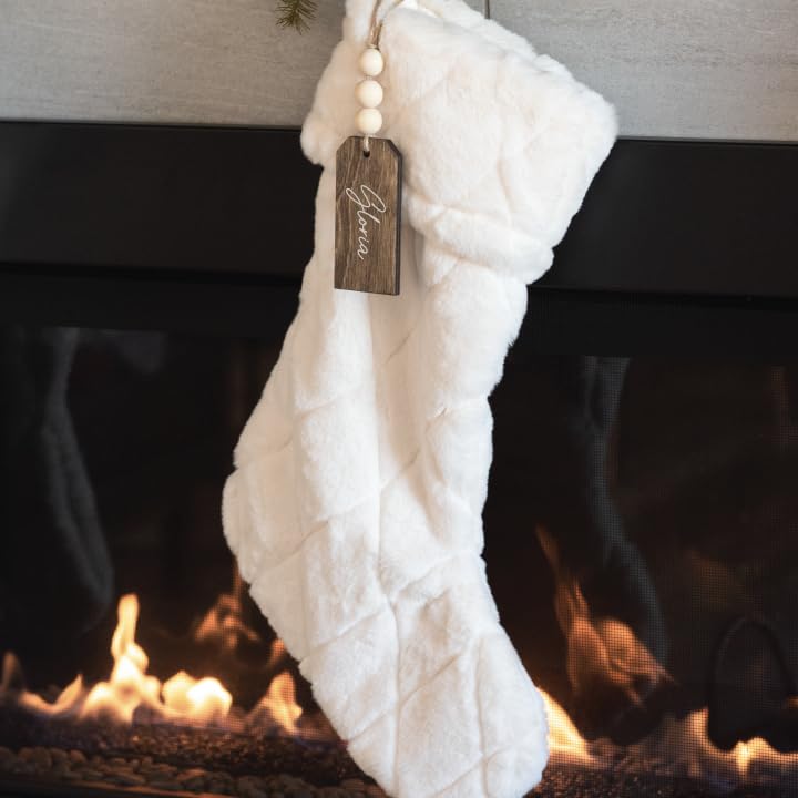 Beaded Wooden Name Tag – Personalized Christmas Stocking Tags – Yaxa ...