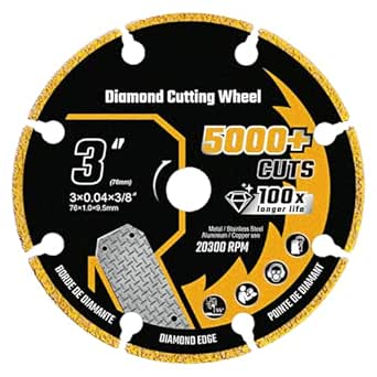 Revvstark 3 Inch Diamond Cutting Wheel with 3/8" Arbor, Angle Grinder Cutting Disc, Cut Off ...