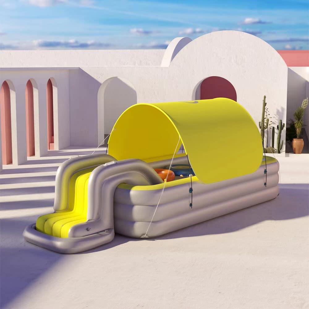 Inflatable Swimming Pool With Removeable Slide And Sun Shade Kids ...