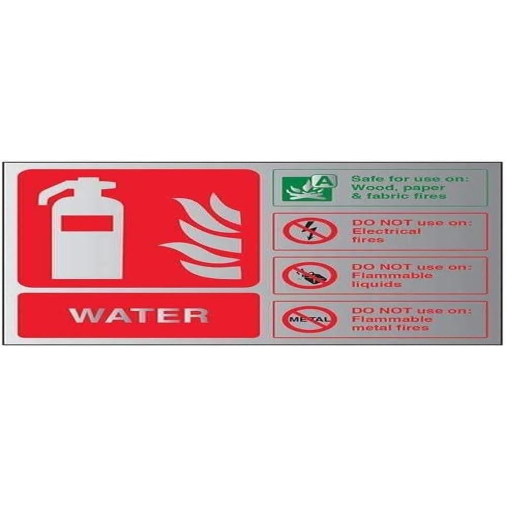 V Safety Fire Extinguisher-Water ID Sign - 150 mm x 100 mm - 1.6 mm Alu ...