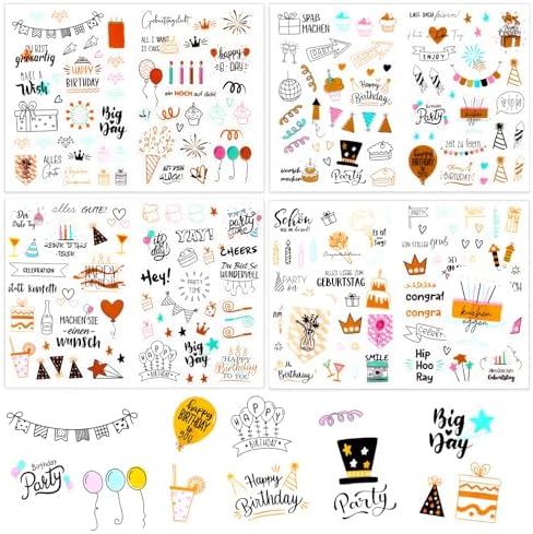 4 Stück Aufkleber Geburtstag Geburtstagssticker Sticker Geburtstag ...