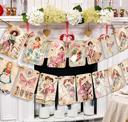 Amazon.com: Valentines Day Decor Vintage Valentines Banner Traditional ...