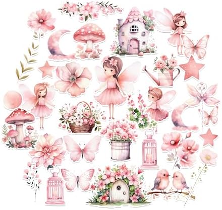 Amazon.com: Cute Pink Stickers for Kids Teens Girls Waterproof Fairy ...