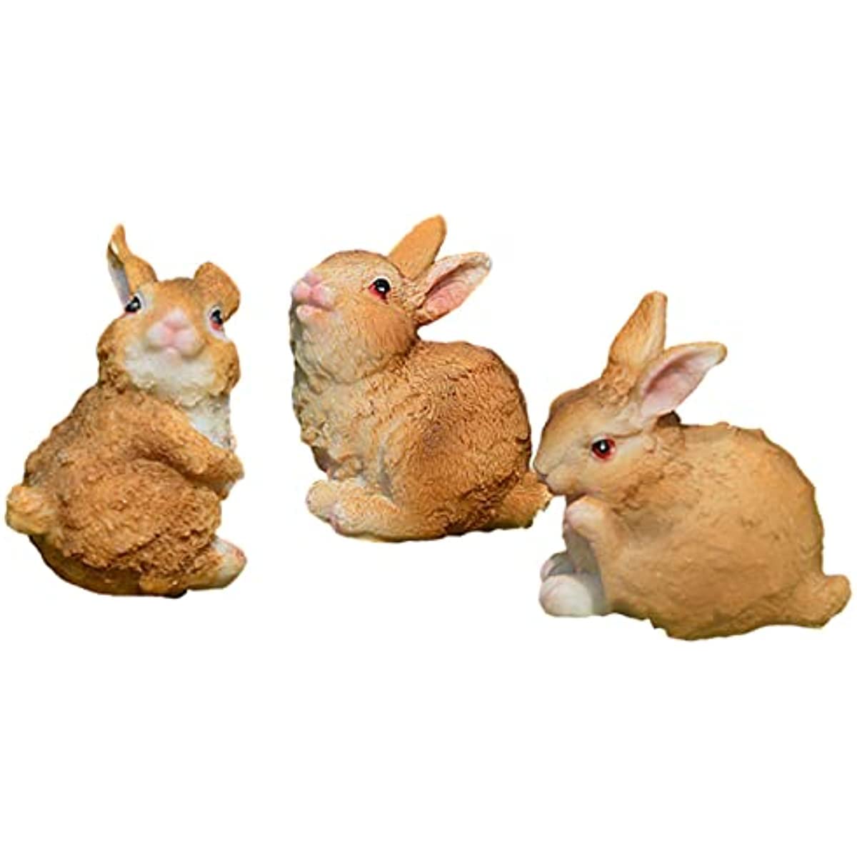 Amazon.com: 3PCS Miniature Rabbit Figurines,Fairy Garden Accessorie ...
