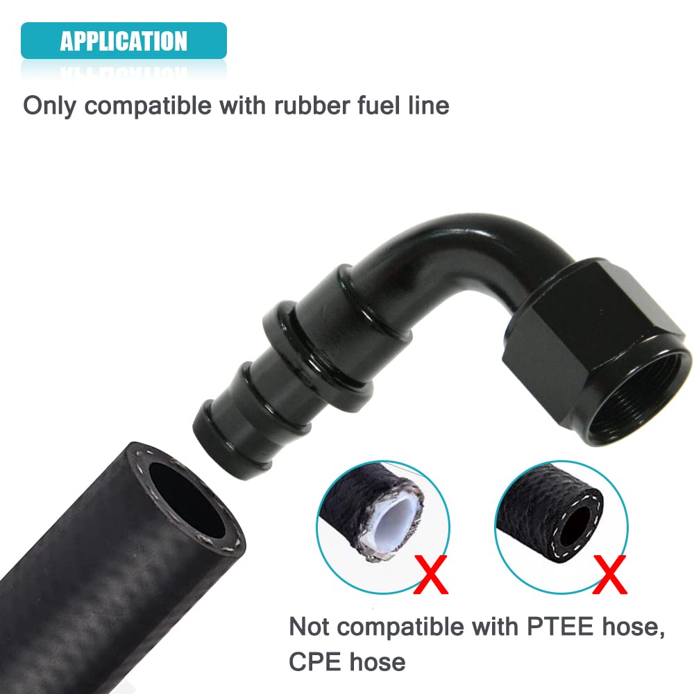 Snapklik.com : 8AN 90 Degree Push Lock Hose Fitting Female Swivel Push ...