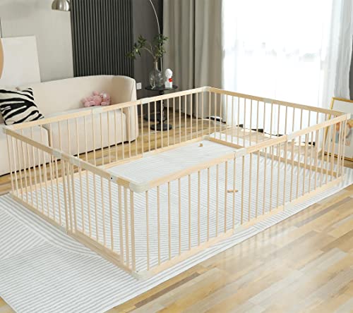 Conababy Baby Playpen Play Fence Gate Play Pen Wood Large,Playpens for ...