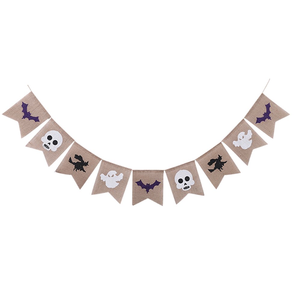 Amazon.com: Halloween Burlap Banner Garland (Assembled) with Black ...