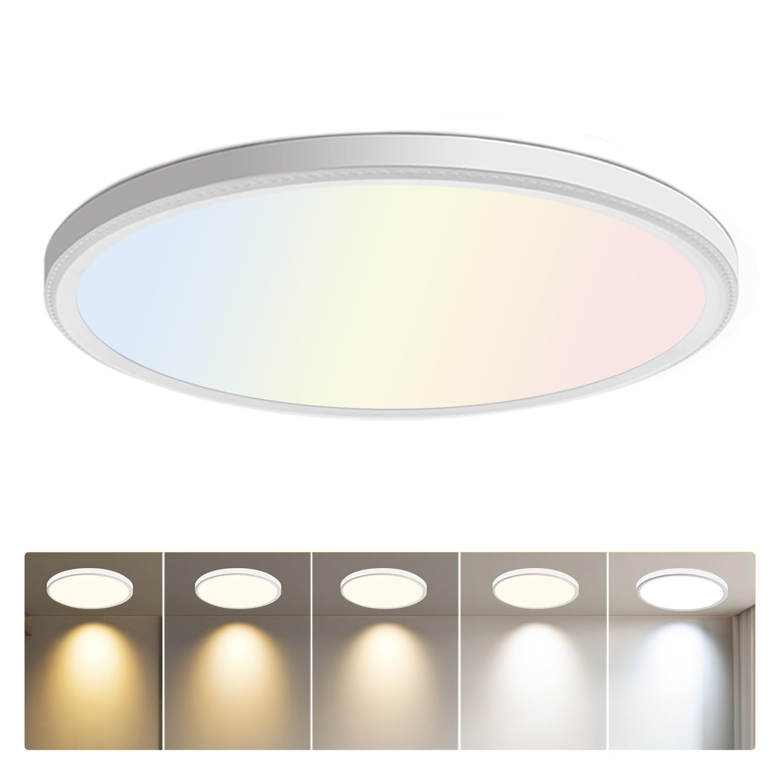 hunhun 3200lm LED Flush Mount Ceiling Light 12 Inch,5CCT Adjustable ...