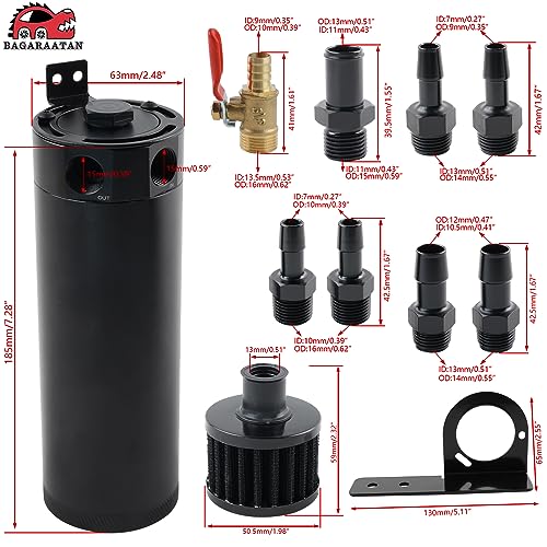 Snapklik.com : BAGARAATAN 750ML Oil Catch Can Kit,Universal 2-port ...