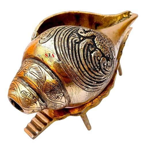 S3A Brass Puja Shankh with Brass Stand | Unbreakable Blowable Shankh ...