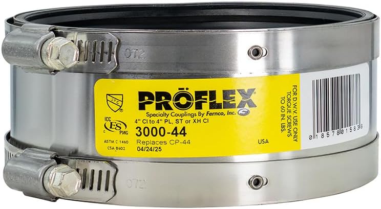 Amazon.com: Fernco PROFLEX P3000-44 Shielded Pipe Coupling for Cast ...