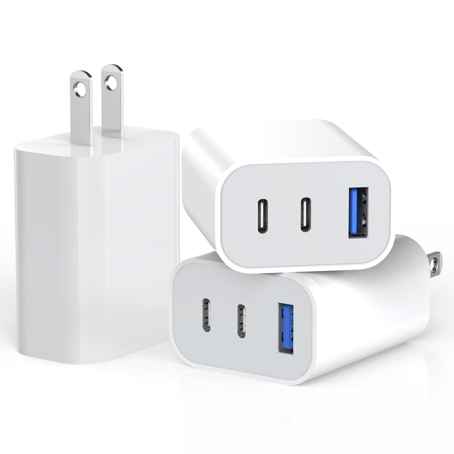 Amazon.com: 3-Pack,35W Fast Charging Block,3-Port Fast USB C Charger ...
