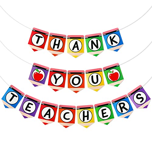 Thank You Teachers Banner, Pre-strung Educators Appreciation - Want It All