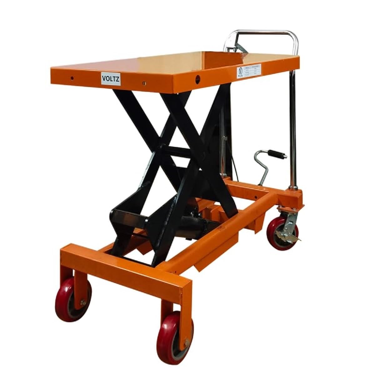 VOLTZ 1000 Kg Hydraulic Lift Trolley Max. Height 900 mm Manual Scissor ...