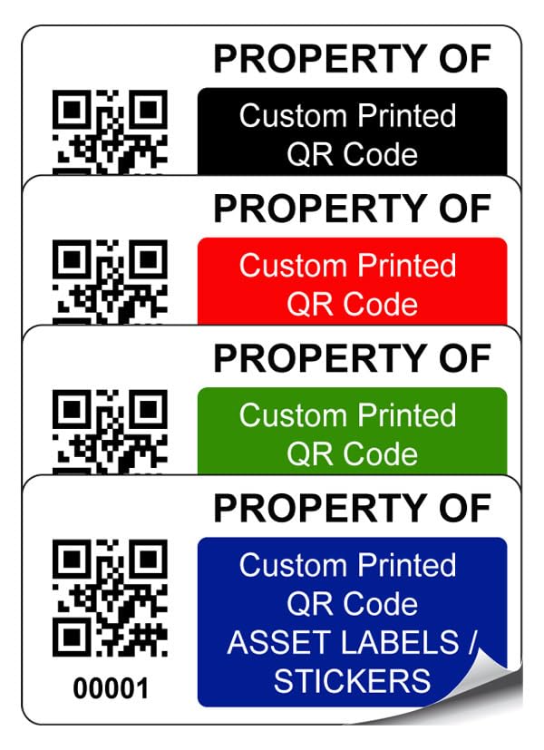 1000 Personalised Custom QR Code Asset Inventory Labels - 50mm x 25mm ...