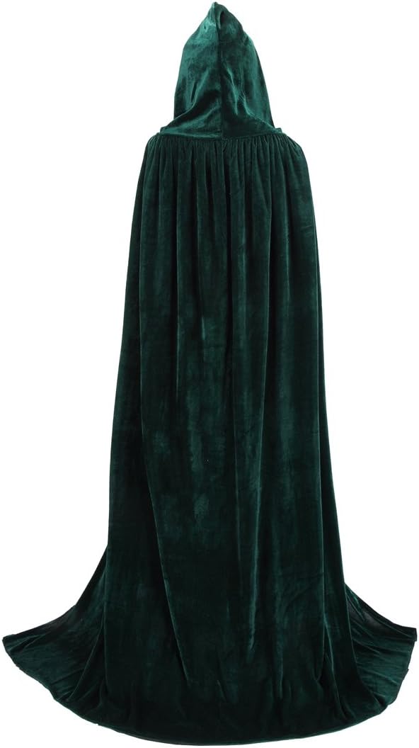 Full Length Hooded Cloak Velvet Halloween Costume Cape Cosplay Party ...